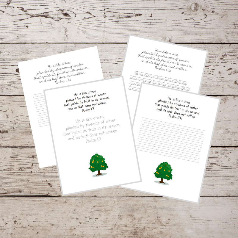 Like a Tree (Psalm 1:3) Copywork Printable Pack – lifeasalifeschooler
